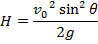 Maximum Height Formula