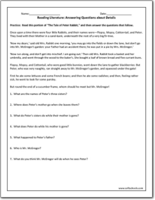 Reading Literature Worksheet