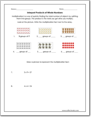 Interpret Products of Whole Numbers Worksheet