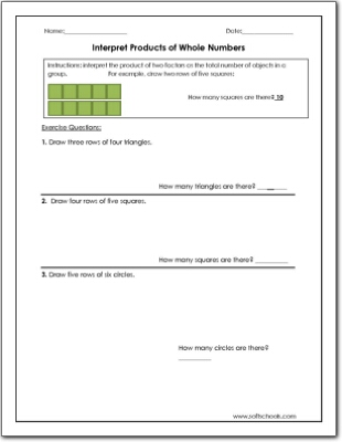 Interpret Products of Whole Numbers Worksheet