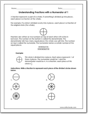 Understanding Fractions with a Numerator of 1 Worksheet