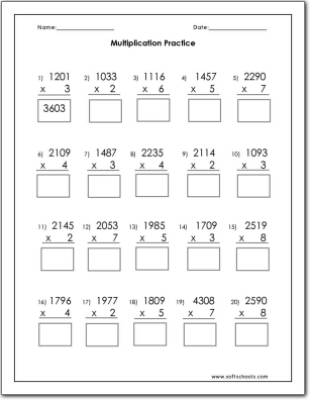 Multiplication Practice Worksheet