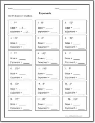 Exponents Worksheet