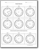 Roman Numerals Clock Worksheets